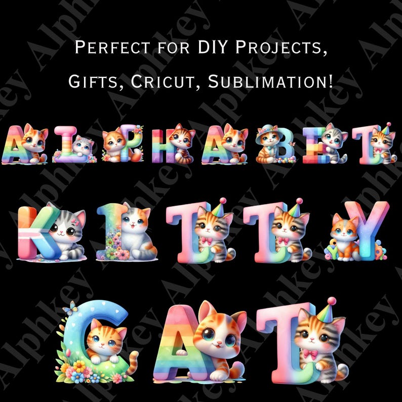 Cats Alphabet A to Z and 0-9 | Adorable Cat Letter | Number Set for ...