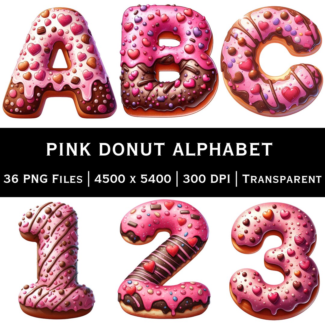 Pink Donut Alphabet and Numbers A to Z and 0 - 9 | Creative Sprinkle ...