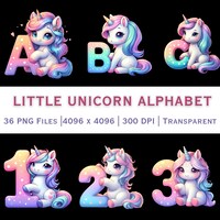 Unicorn Alphabet Clipart, Cake Letter PNG, Unicorn Clipart, Alphabet ...