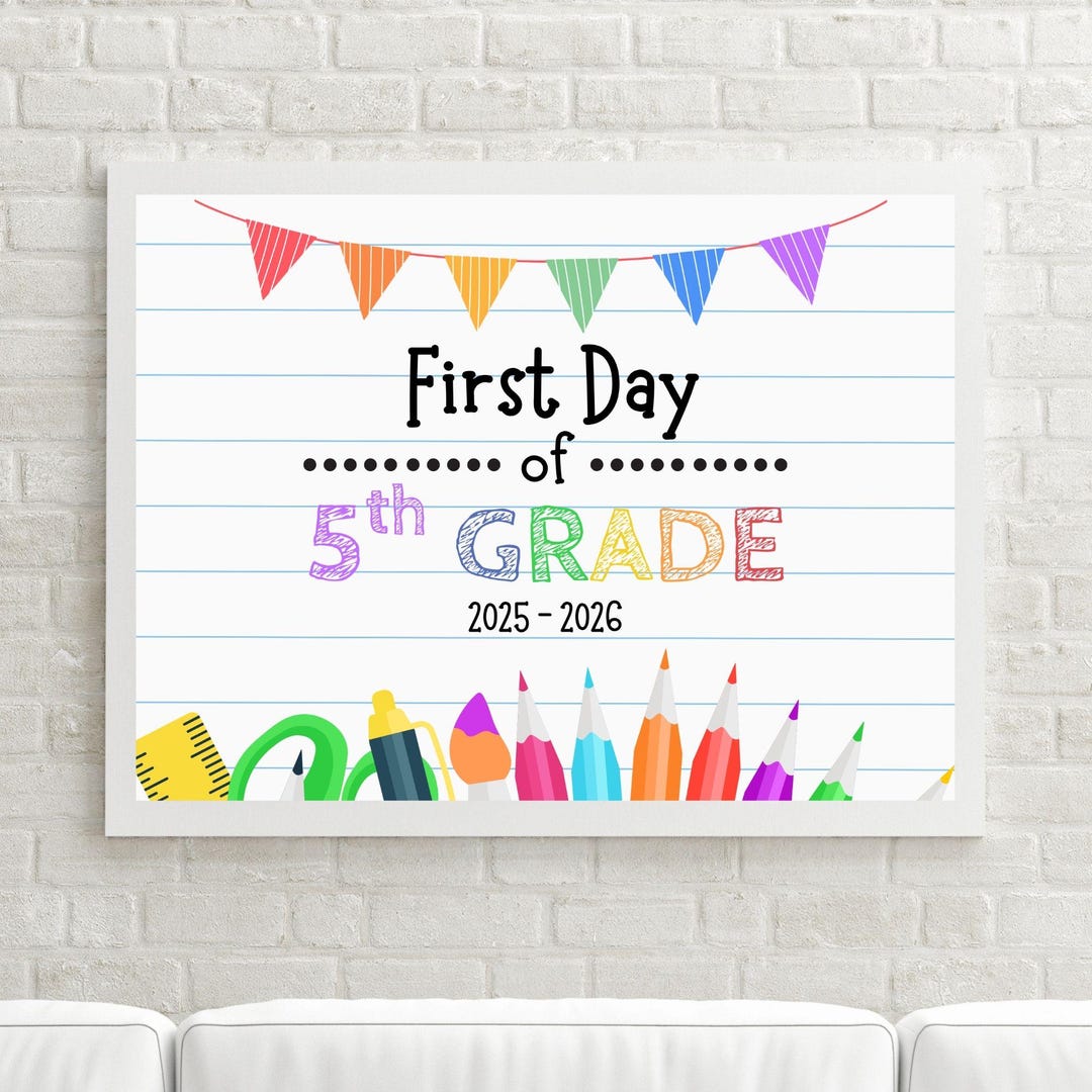 Fifth Grade/5th Grade 2025-2026 School Sign First Day/last Day (3 ...