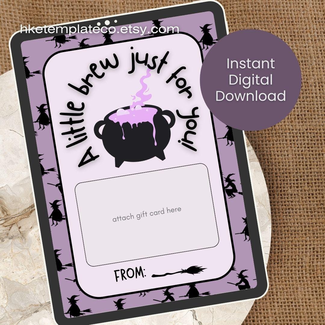 Halloween Gift Card Printable Template for Teachers/friends/coworkers ...