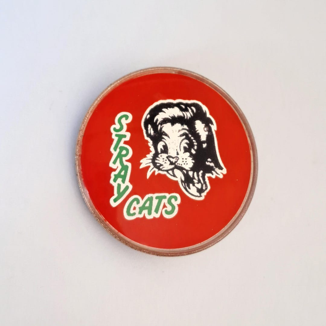 Vintage Stray Cats Badge, 1980s Rockabilly Pin, Brian Setzer ...