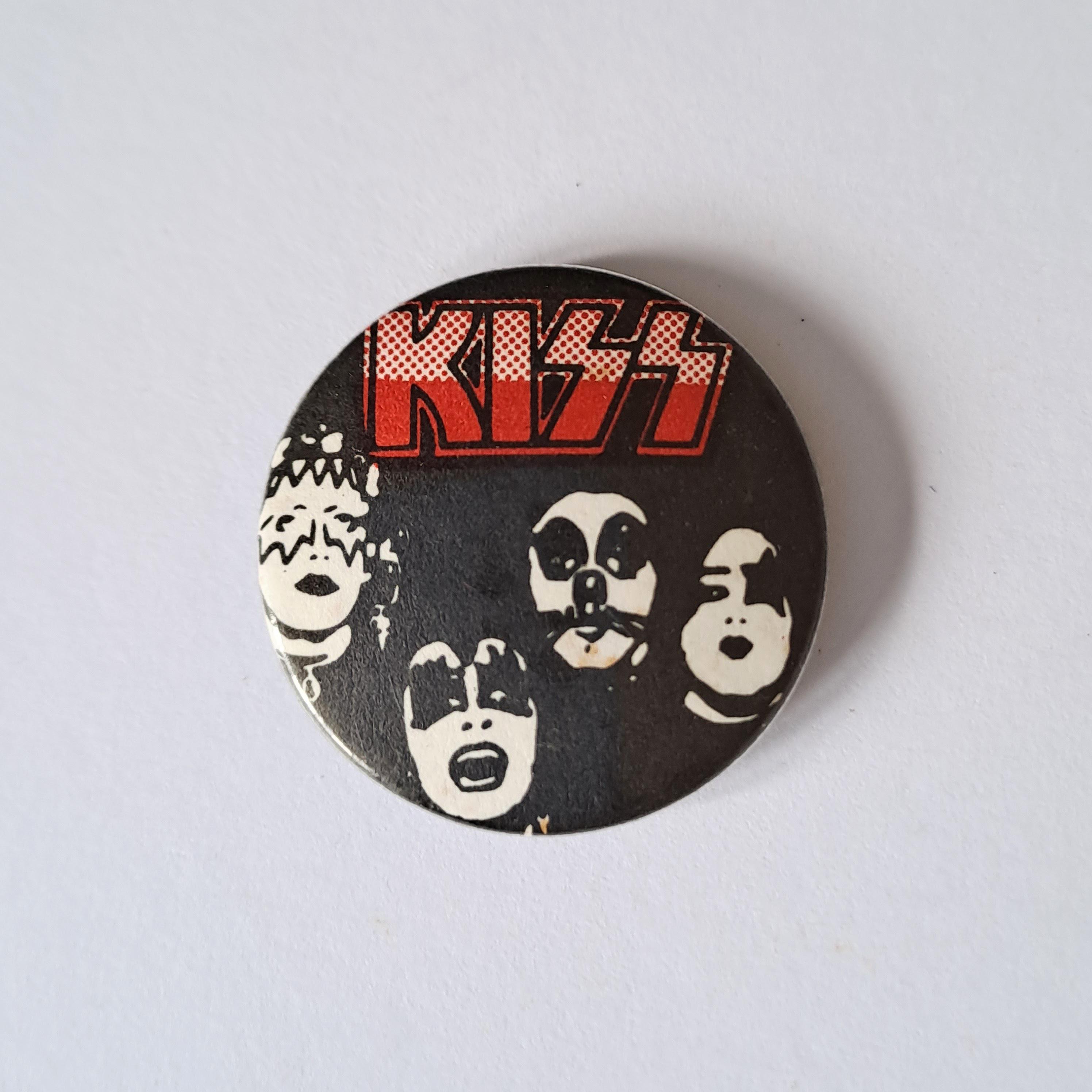 Vintage KISS Badge Bundle, 1980s Rock Band Pins, Gene Simmons ...