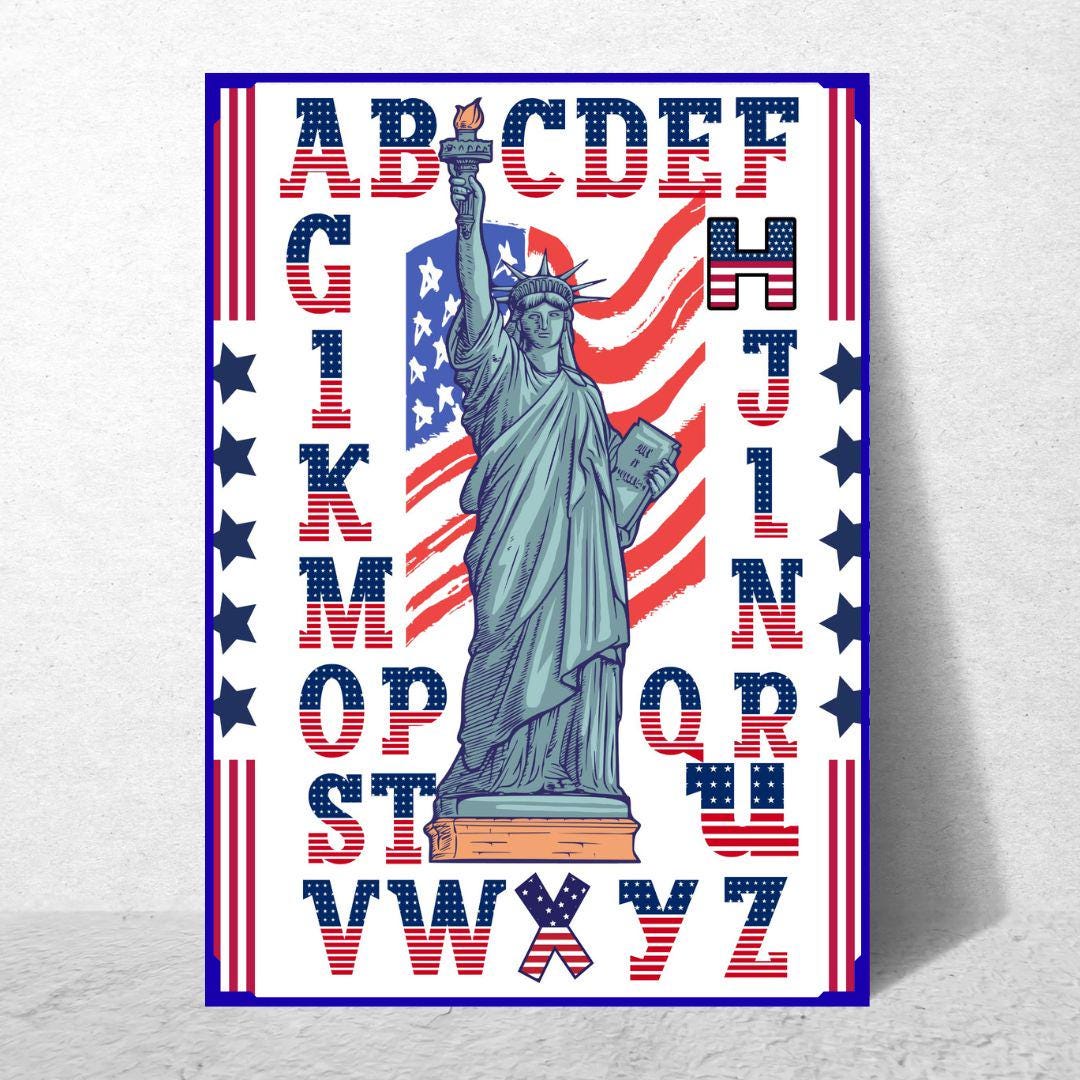 Posters United States Alphabet Letters – Digital PNG & JPG Files ...