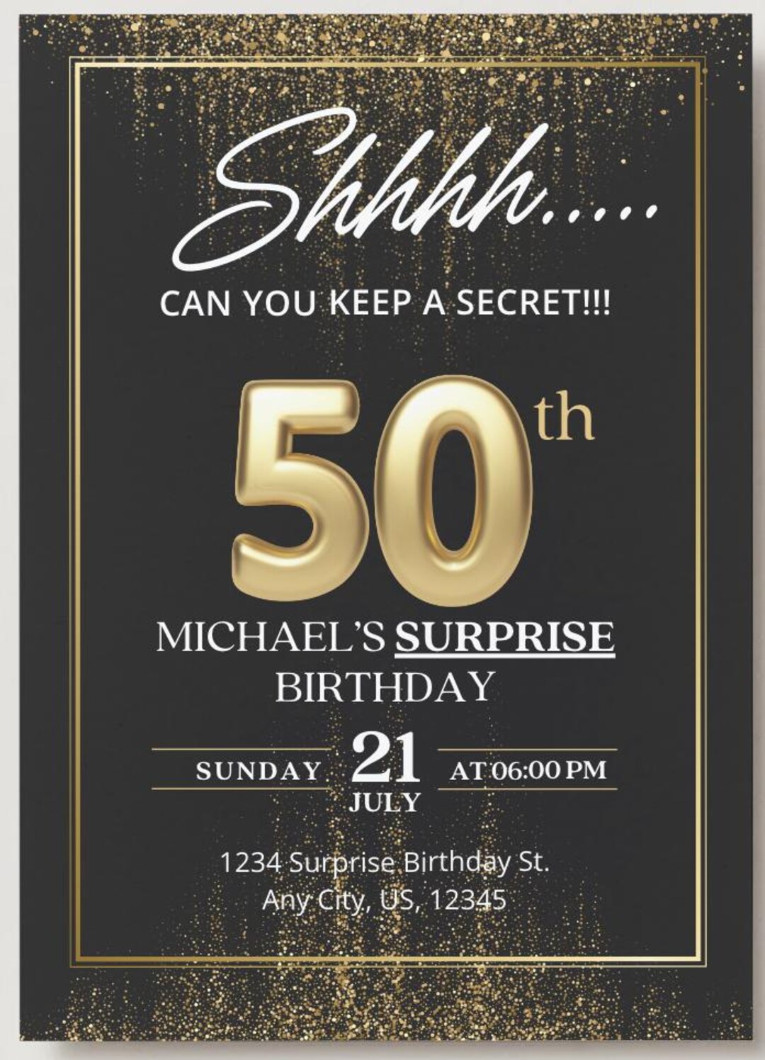 Editable 50th Birthday Invitation Template: Surprise Party (digital ...