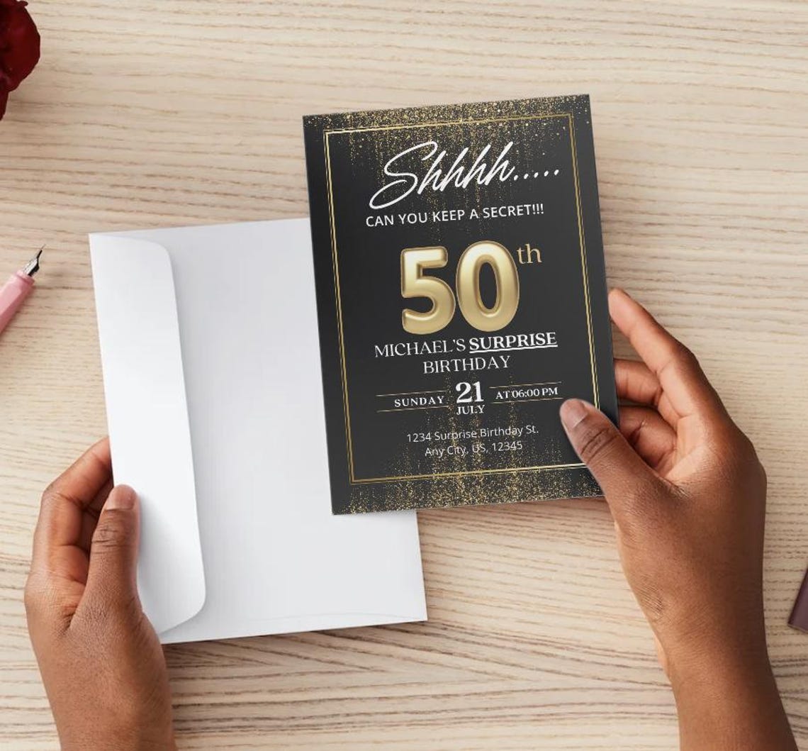 Editable 50th Birthday Invitation Template: Surprise Party (digital ...