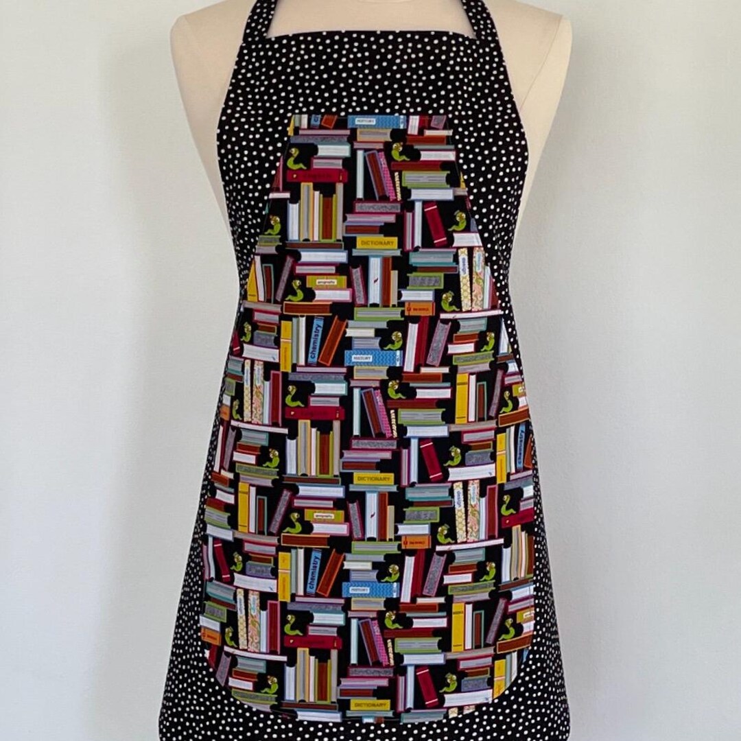Library Books Full Apron-librarian-teacher-appliqué Pocket-washable ...