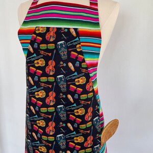 Musical Instruments Full Apron-folklorico Appliqué Pocket-washable ...