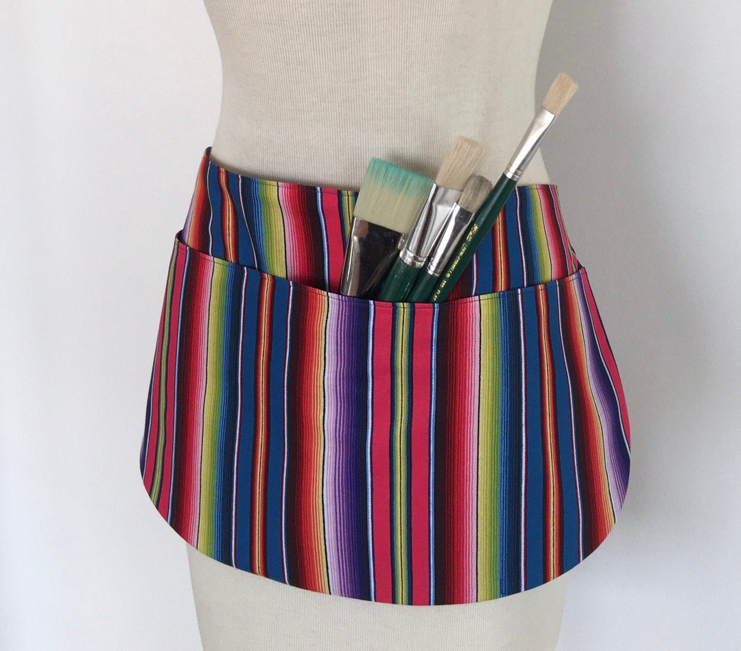 Serape Stripes 3 Pockets Utility Apron-blue-red-purple or Turquoise ...