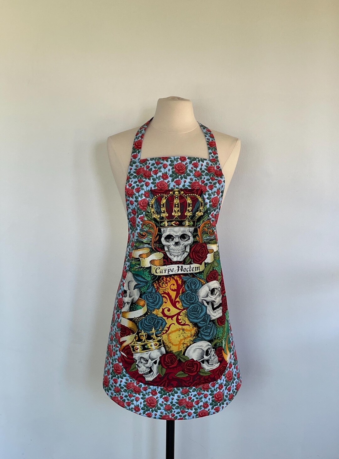 Skulls Roses Day of the Dead Full Apron-dia De Los Muertos-oop A. Henry ...