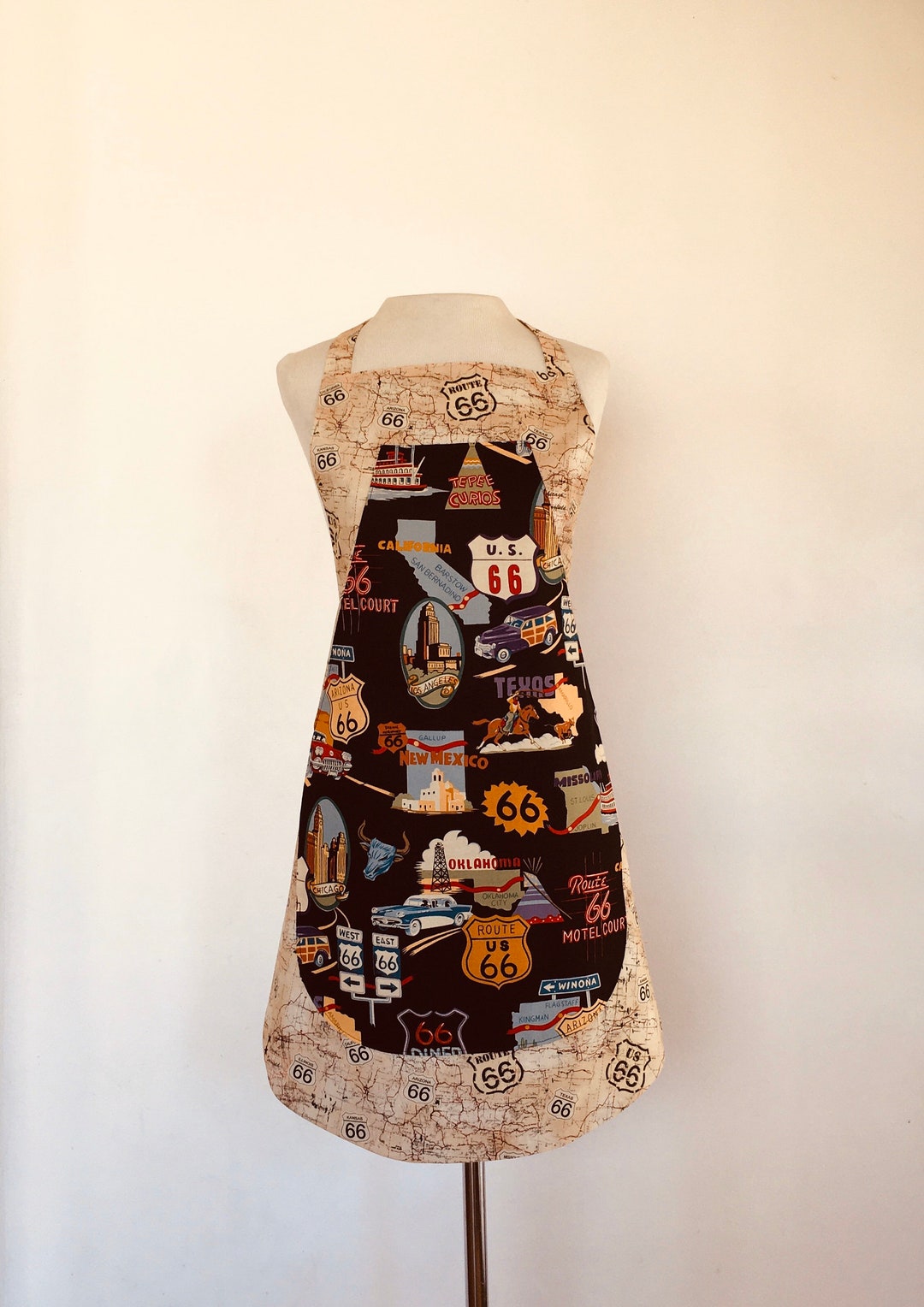 Route 66 Map Full Apron-oop Alexander Henry Appliqué Pocket-reversible ...