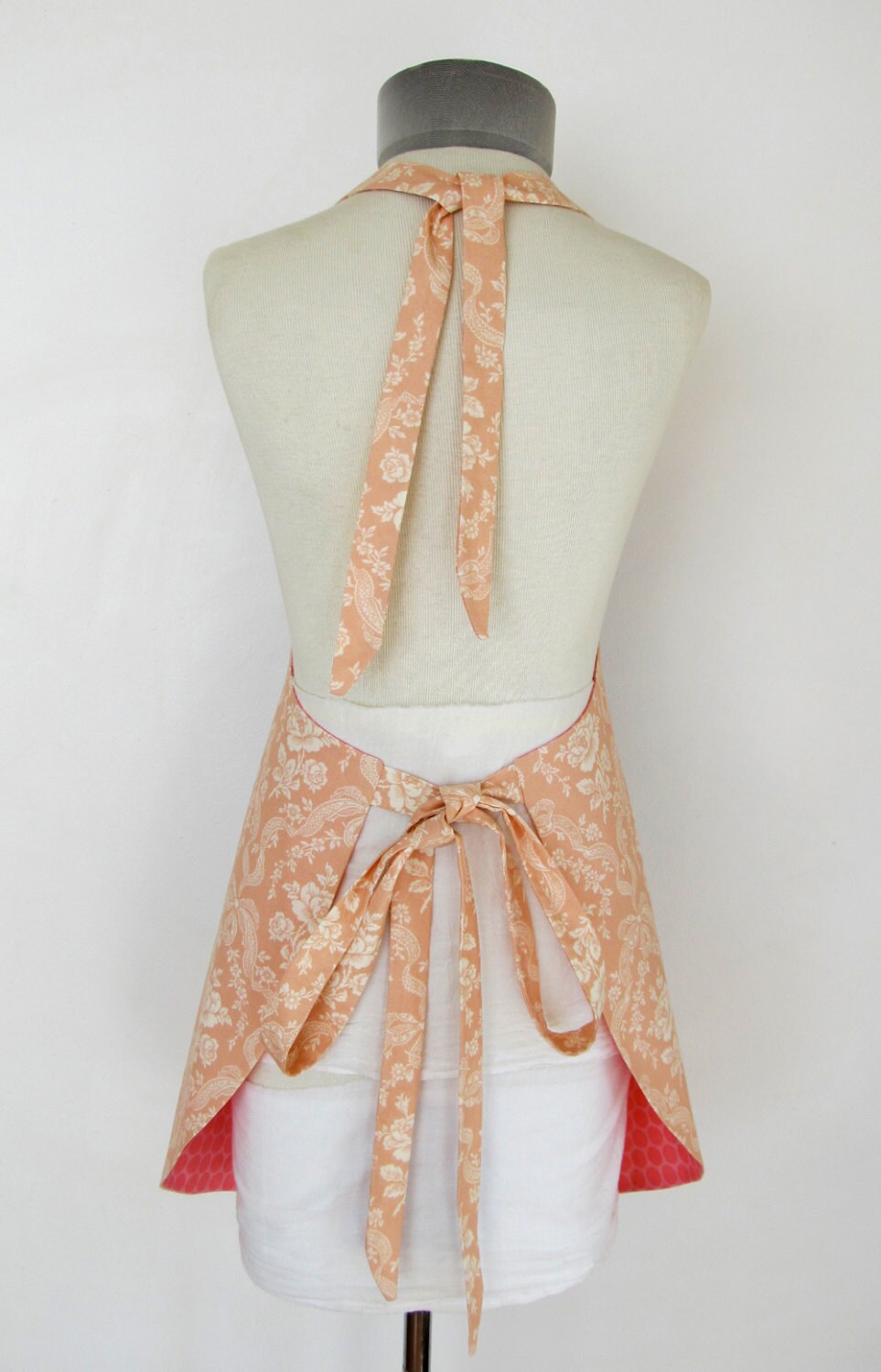 Guadalupe Full Apron-angels-roses-peach Damask-washable - Etsy