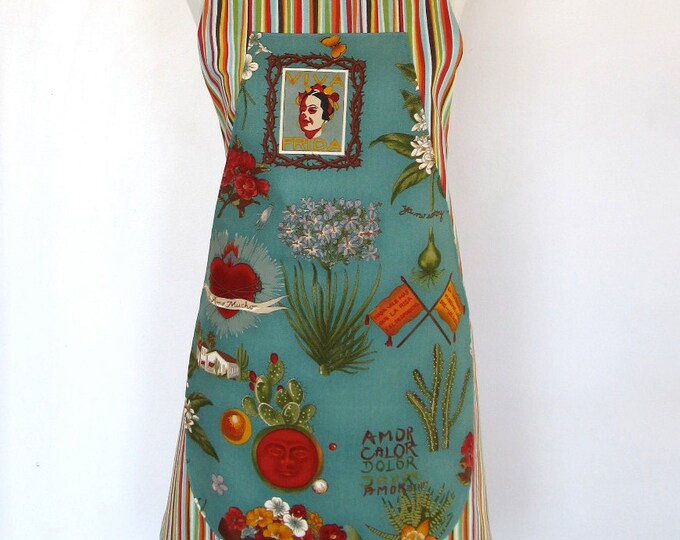 Apron-viva Frida Kahlo-folklorico-reversible 2 Aprons in 1-mexican ...