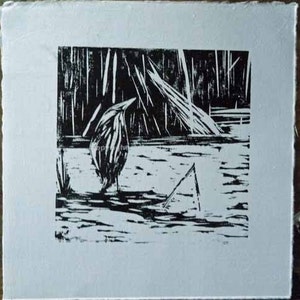 American Bittern in Rain Linocut - Etsy