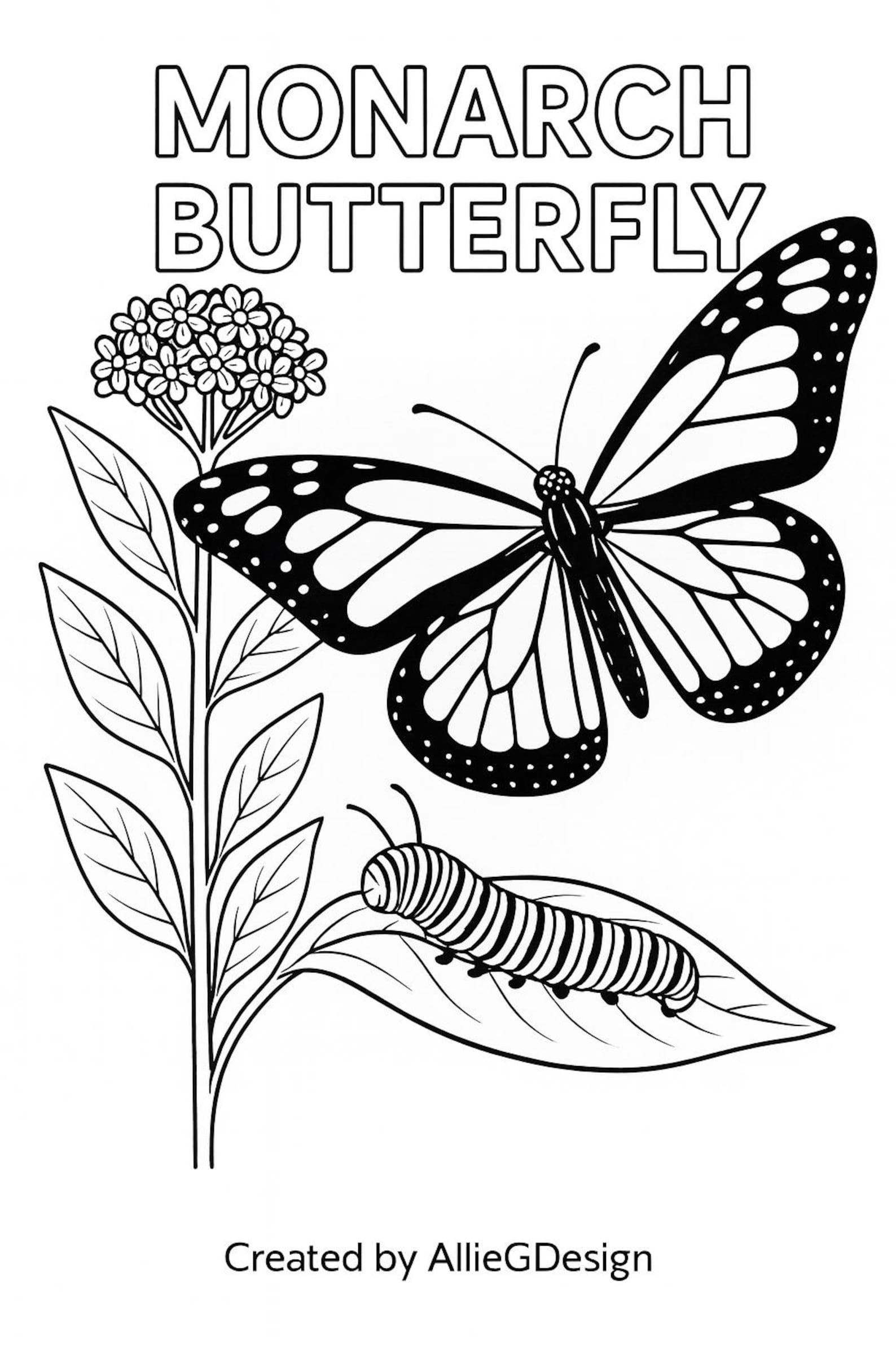 Monarch Butterfly (coloring Page) - Etsy