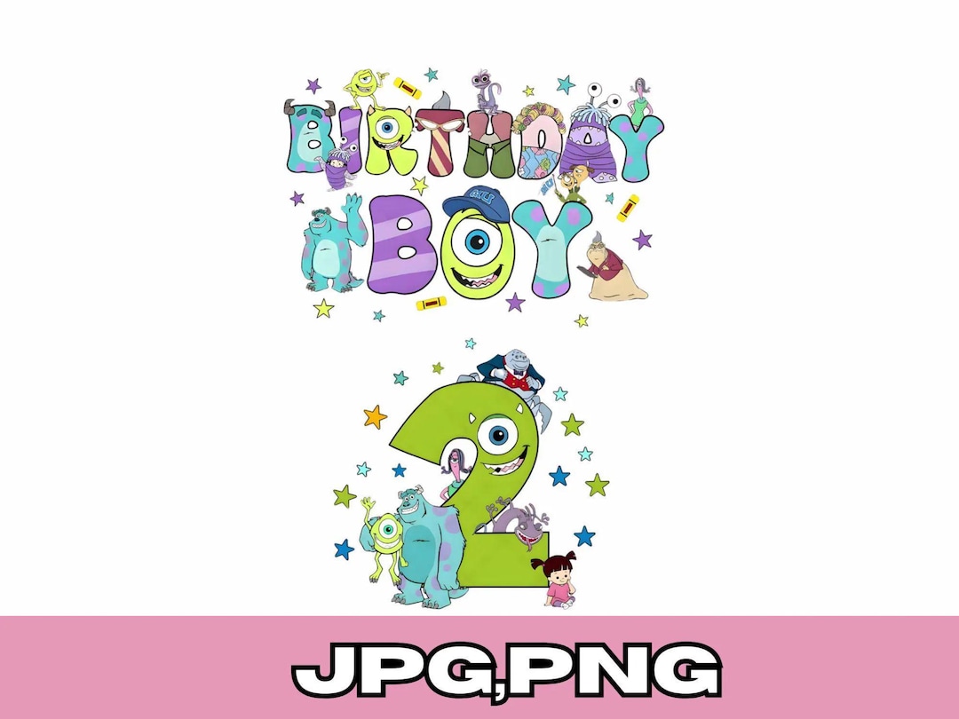 Monster 2nd Birthday PNG, Cartoon Number 2 Clipart (digital Download ...