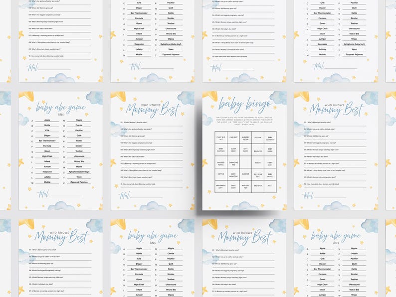 Baby Shower Game Bundle, Minimalist Baby Shower Games Printable, Modern ...