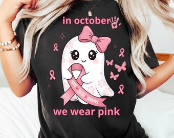 Pink Ribbon Ghost PNG: Breast Cancer Awareness Halloween Design ...