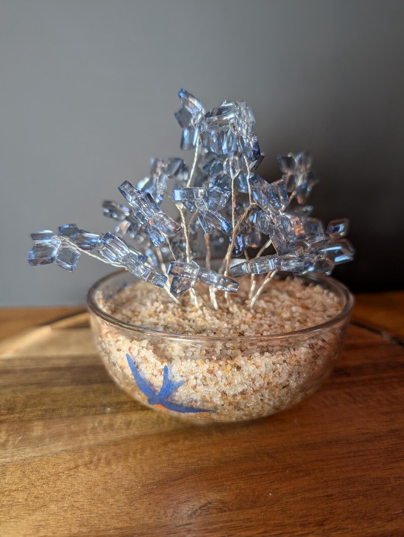 Faceted Blue Glass Faux Flower Garden - Etsy