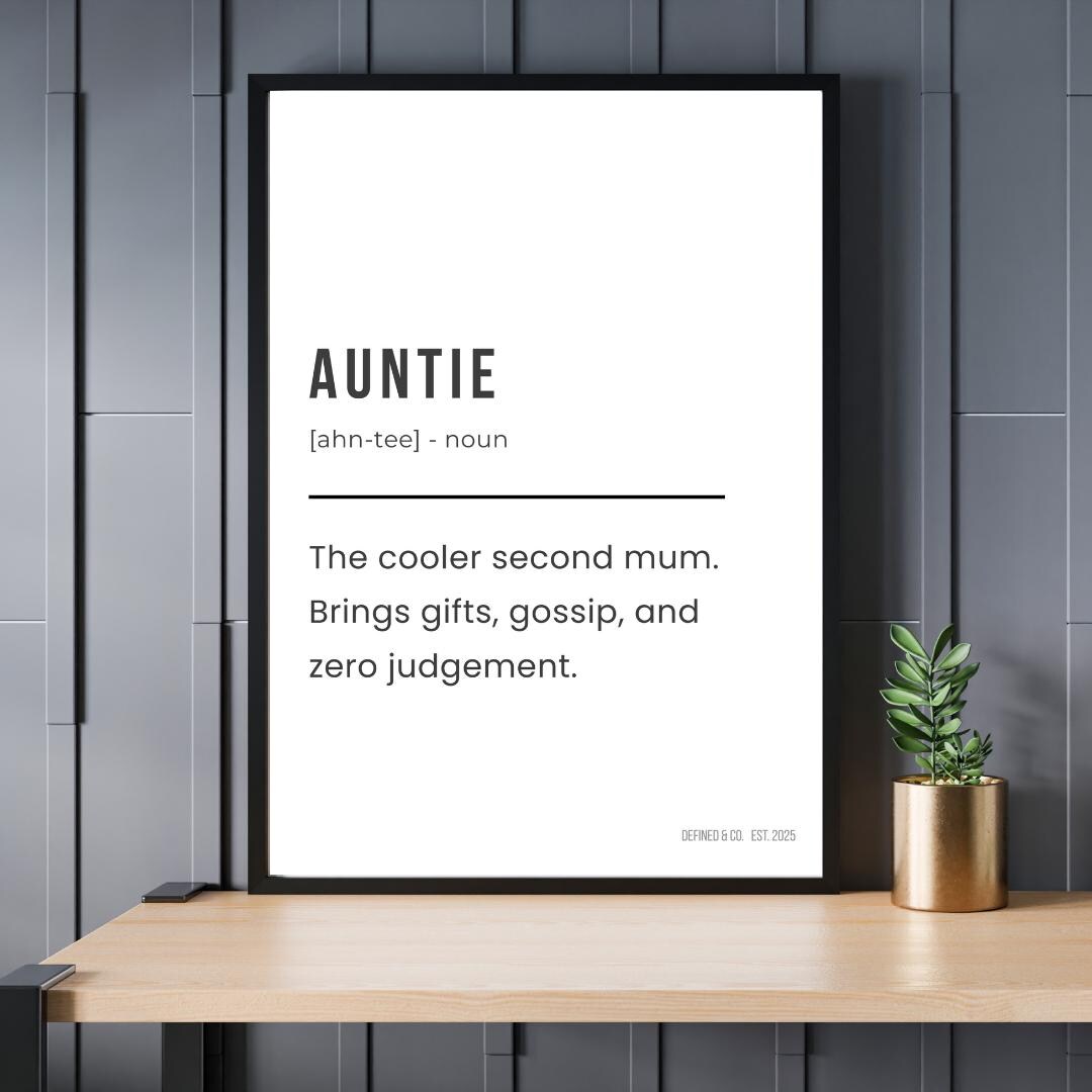 Funny Auntie Definition Print: Quirky Family Wall Art (digital Download ...