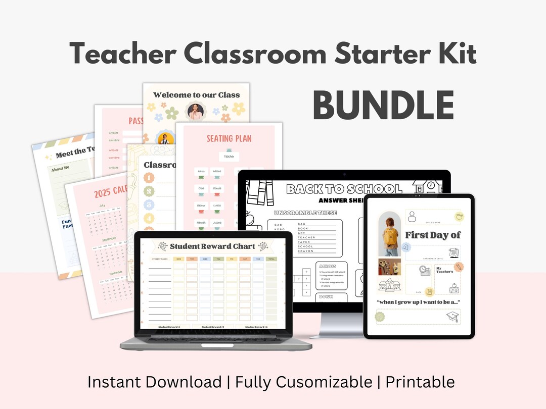 Teacher Starter Pack Canva Template | Teacher Planner, Class Info ...