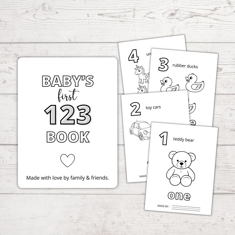 Baby Shower 123 Book Activity | Baby’s First Numbers Book | 123 ...