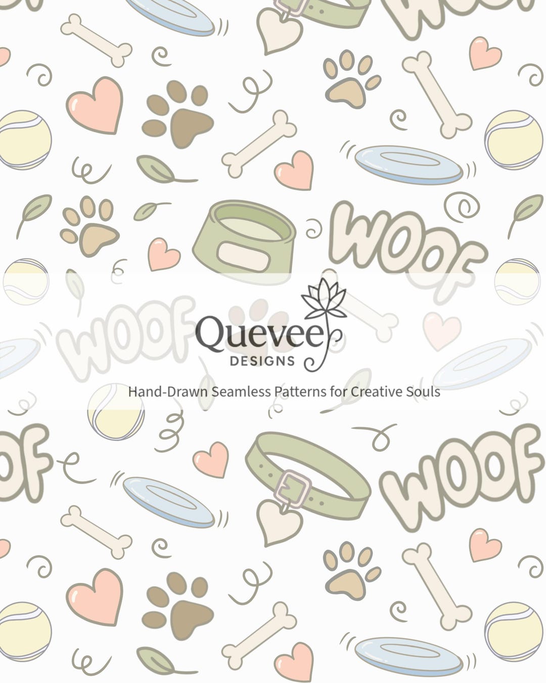 Dog Seamless Pattern | Personalized Pet Gift | Paw Prints Bones Digital ...