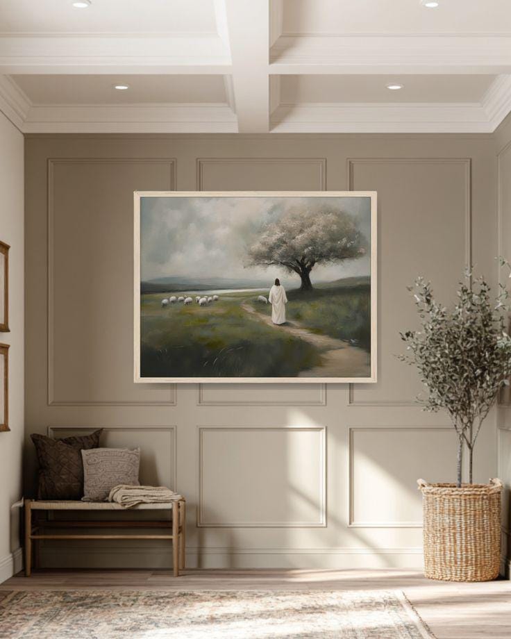 Watching Over His Flock, LDS Art, Jesus Christ With Sheep Artwork ...