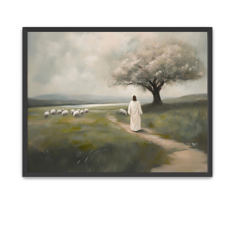 Watching Over His Flock, LDS Art, Jesus Christ With Sheep Artwork ...