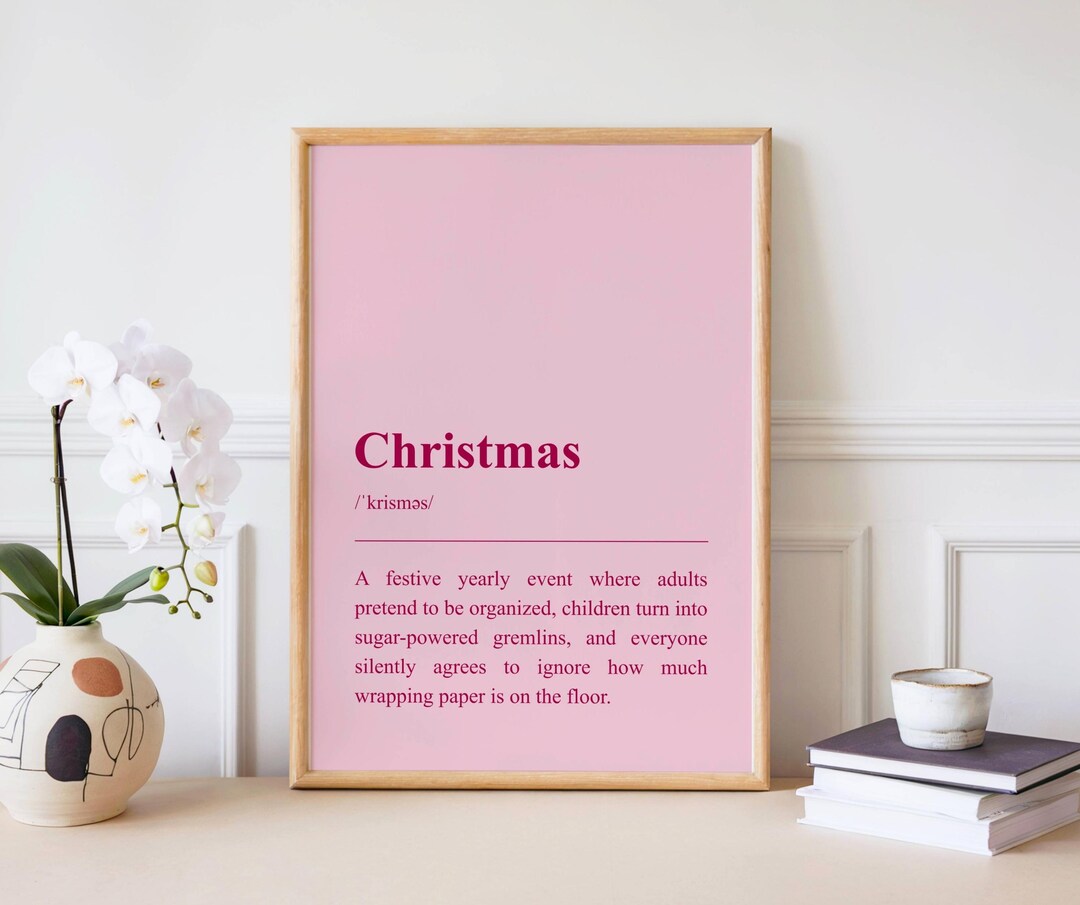 Christmas Definition Print: Pink Christmas Wall Art (digital Download ...