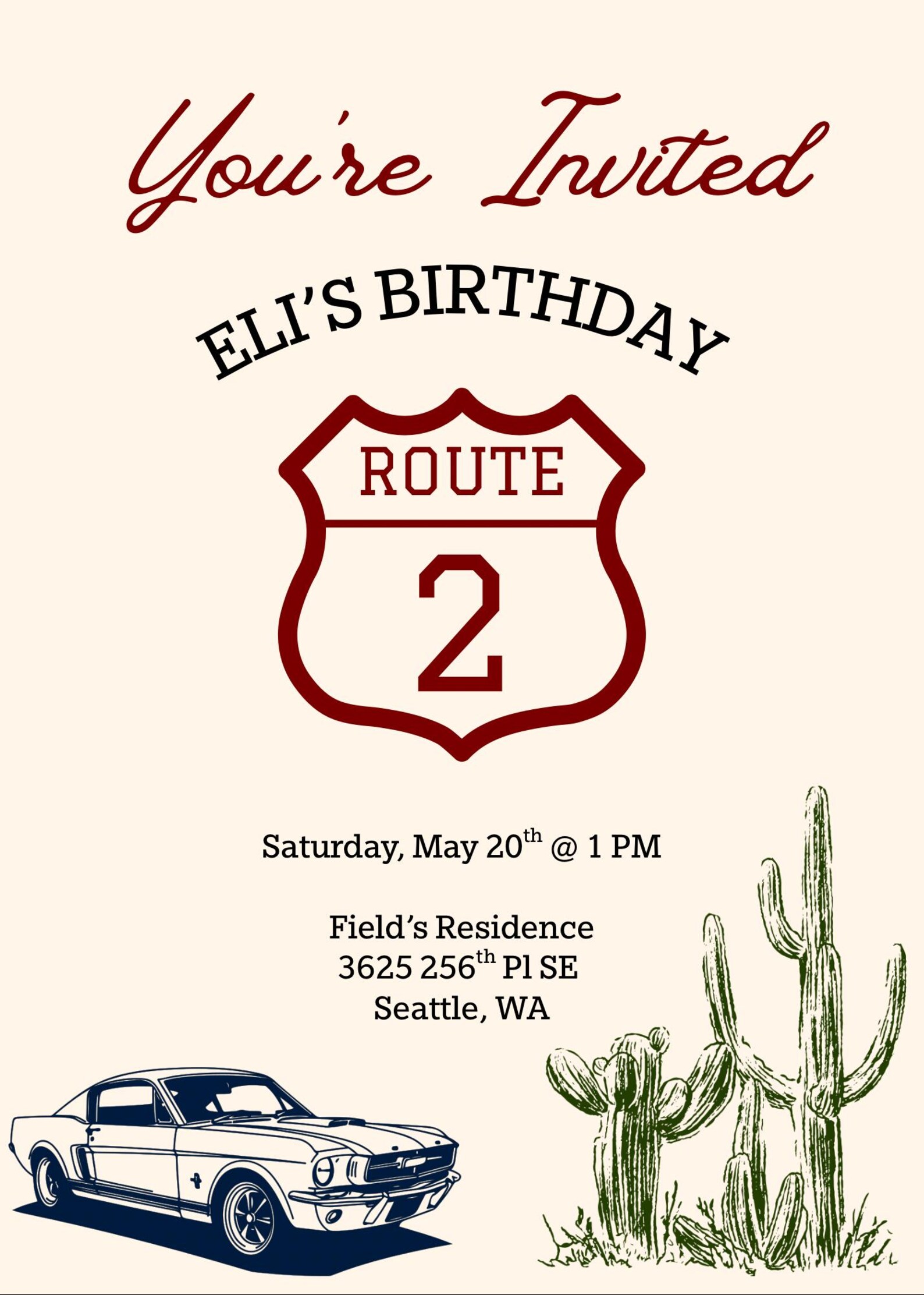 Route 66 Birthday Invitation - Etsy