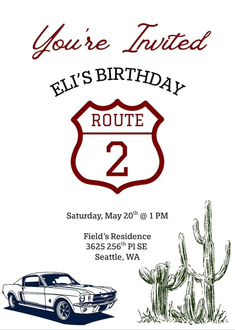 Route 66 Birthday Invitation - Etsy