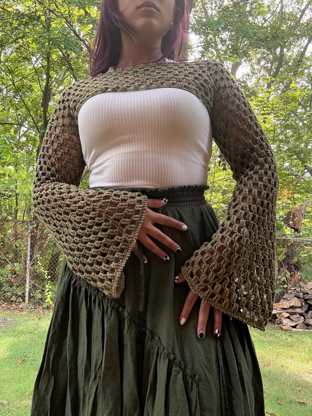 Crochet Shrug Pattern, Easy and Simple Mesh Bolero, Flare Sleeves ...