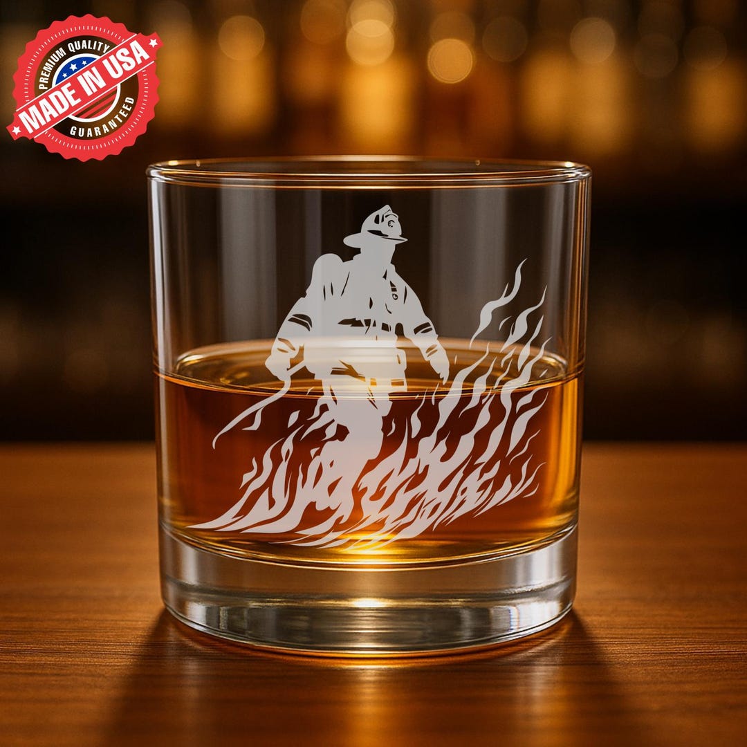 Firefighter Engraved Glass – Custom Whiskey, Beer, or Wine Glass ...