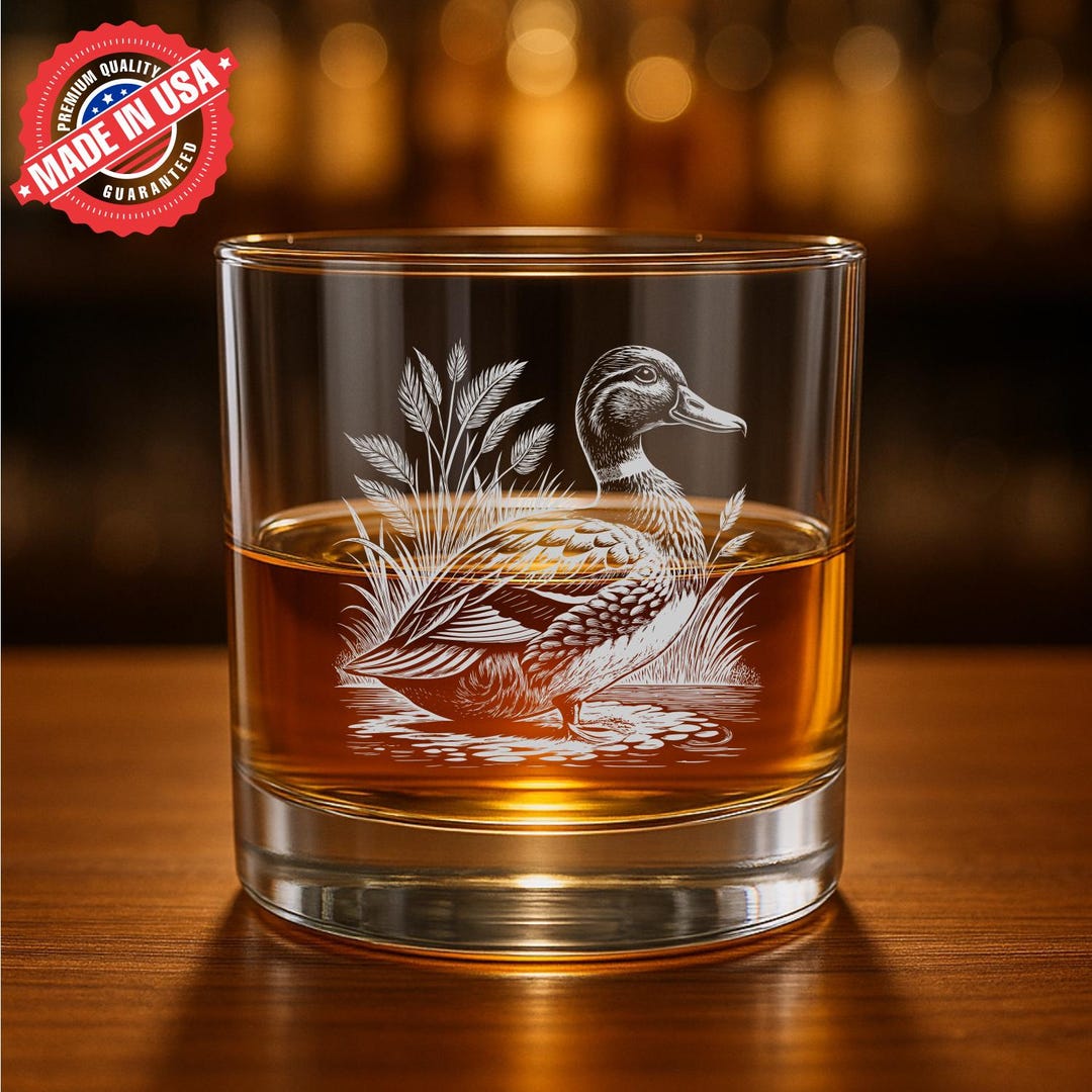 Engraved Duck Whiskey Glass: Rustic Cabin Barware Gift - Etsy