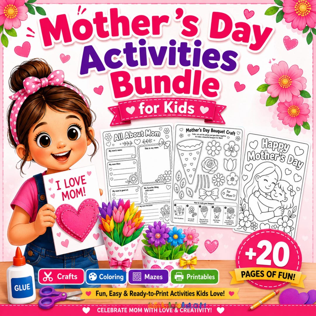 Mother's Day Activities Bundle for Kids Printable PDF | Crafts Coloring ...