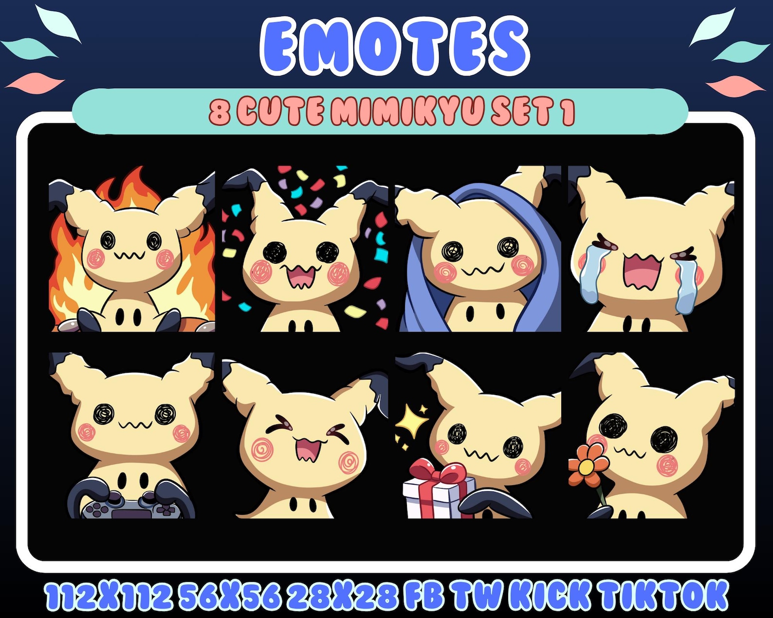 7 Mimikyu Emotes Set 2 | Cute Pokemon Twitch/discord Stream Emotes ...