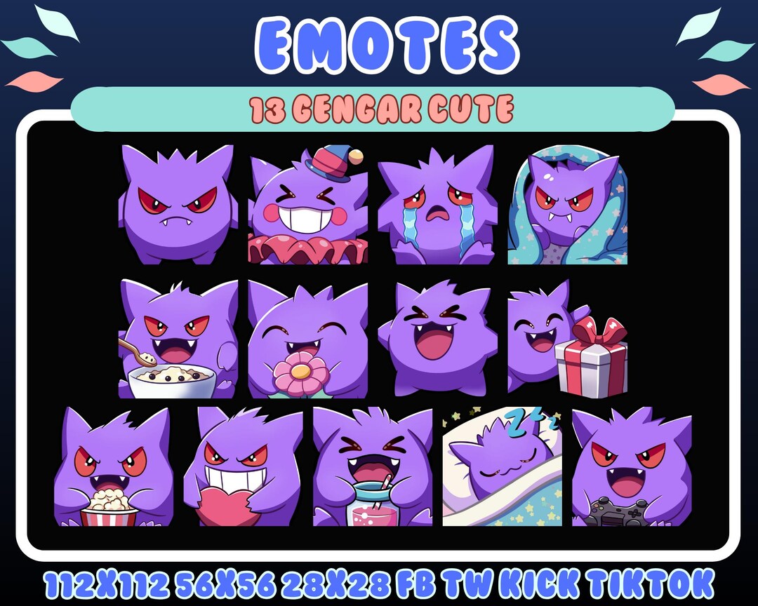 13 Gengar Emotes Pack | Twitch/discord Stream (digital Download) Emotes ...
