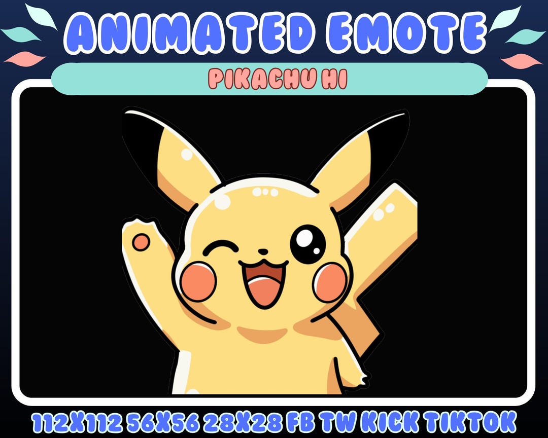 Animated Pikachu Hi Emote: Twitch, Discord, Kick (digital Download ...