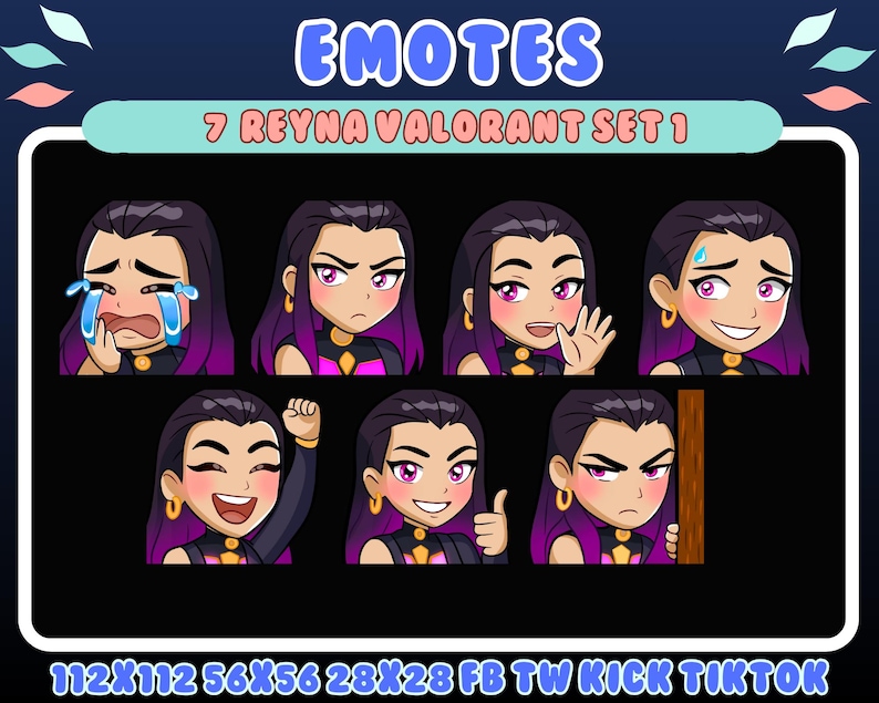 14 Reyna Valorant Emotes | Twitch, Discord, Kick (digital Download ...