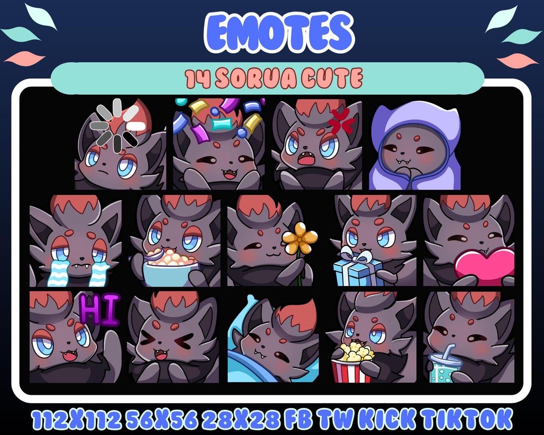 14 Sorua Emotes Cute | Emotes Twitch | Emotes Discord | Emotes Pokemon ...