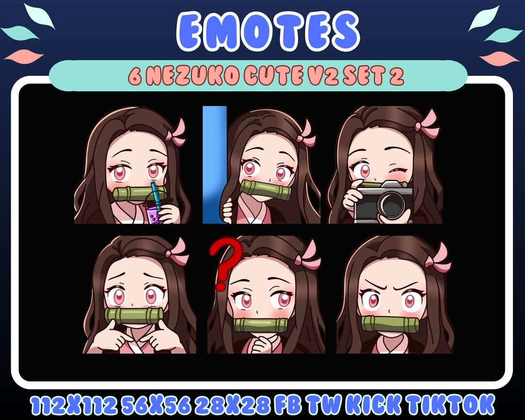 6 Nezuko Emotes Cute Set 2 V2 | Emotes Twitch | Emotes Discord | Emotes ...