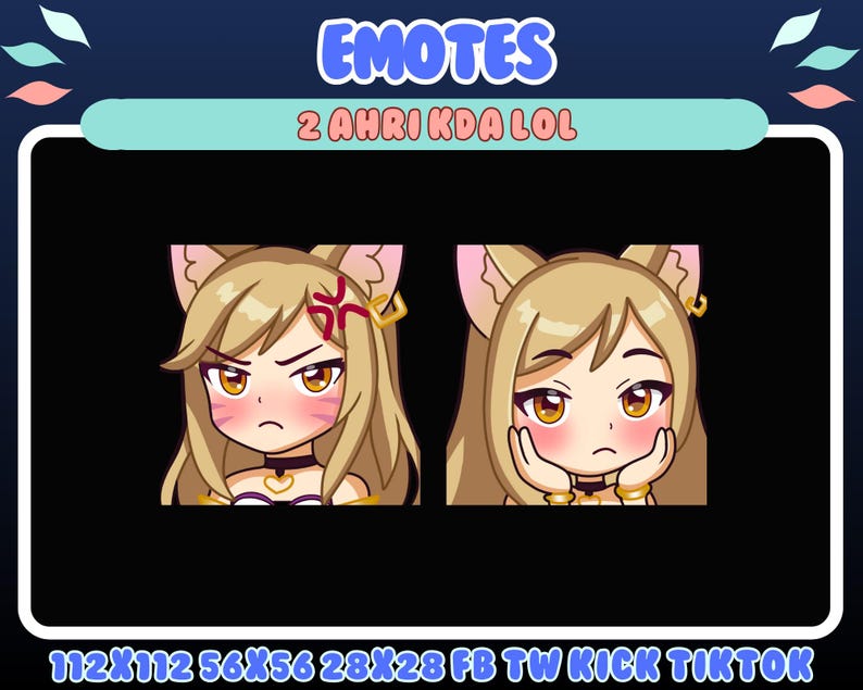 8 Ahri KDA Emotes Set 2 | League of Legends, Twitch, Discord (digital ...