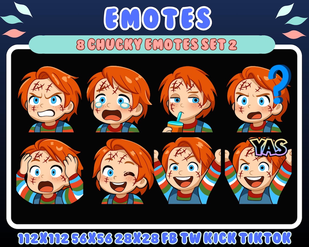 8 Chucky Emotes for Twitch, Discord, Kick (digital Download) Emotes ...
