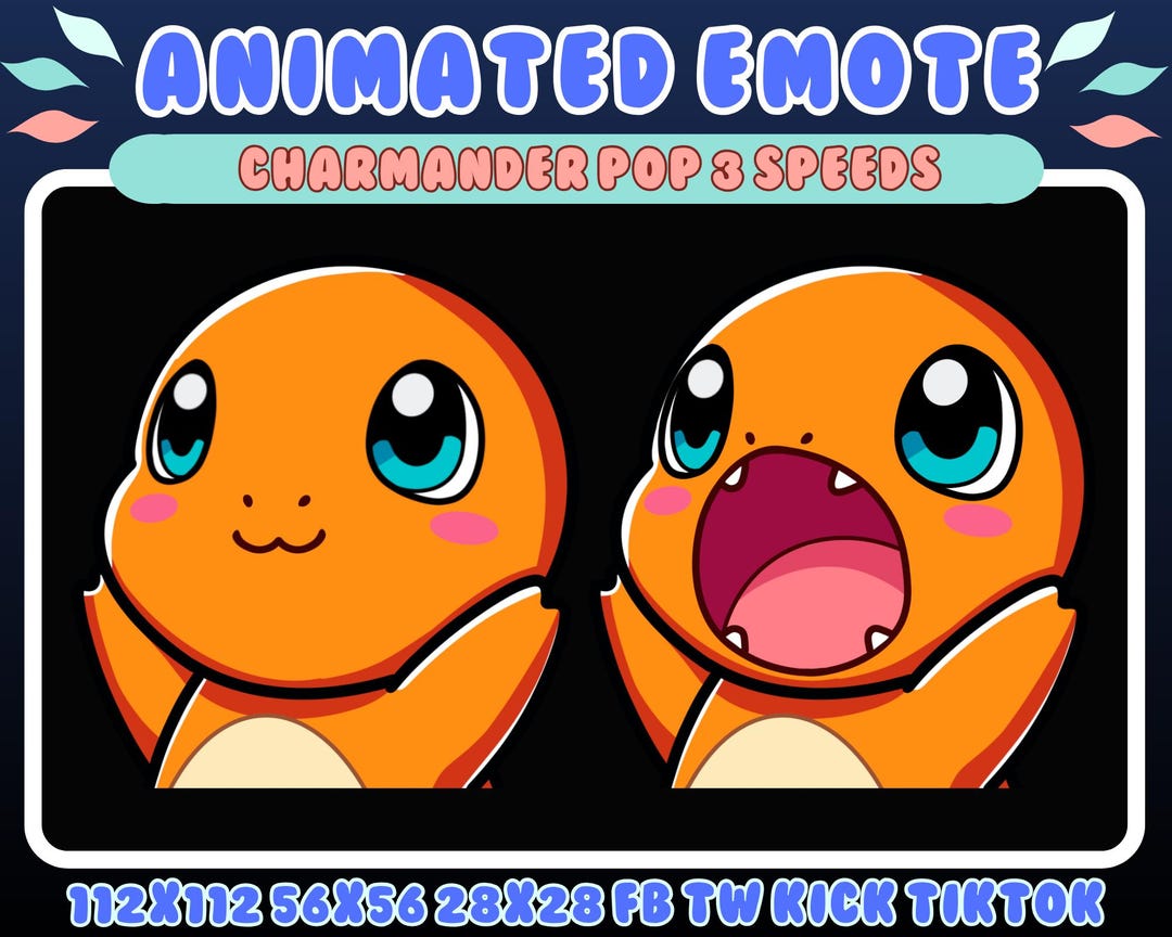 Charmander Pop Animated Emote | Twitch, Discord, Kick (digital Download ...