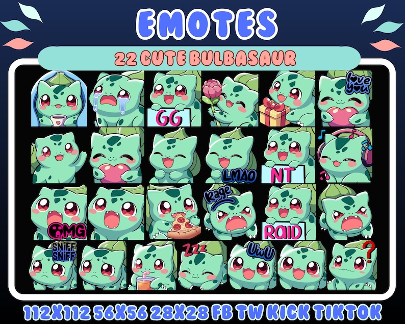 25 Bulbasaur Emotes Cute | Emotes Twitch | Emotes Discord | Emotes ...