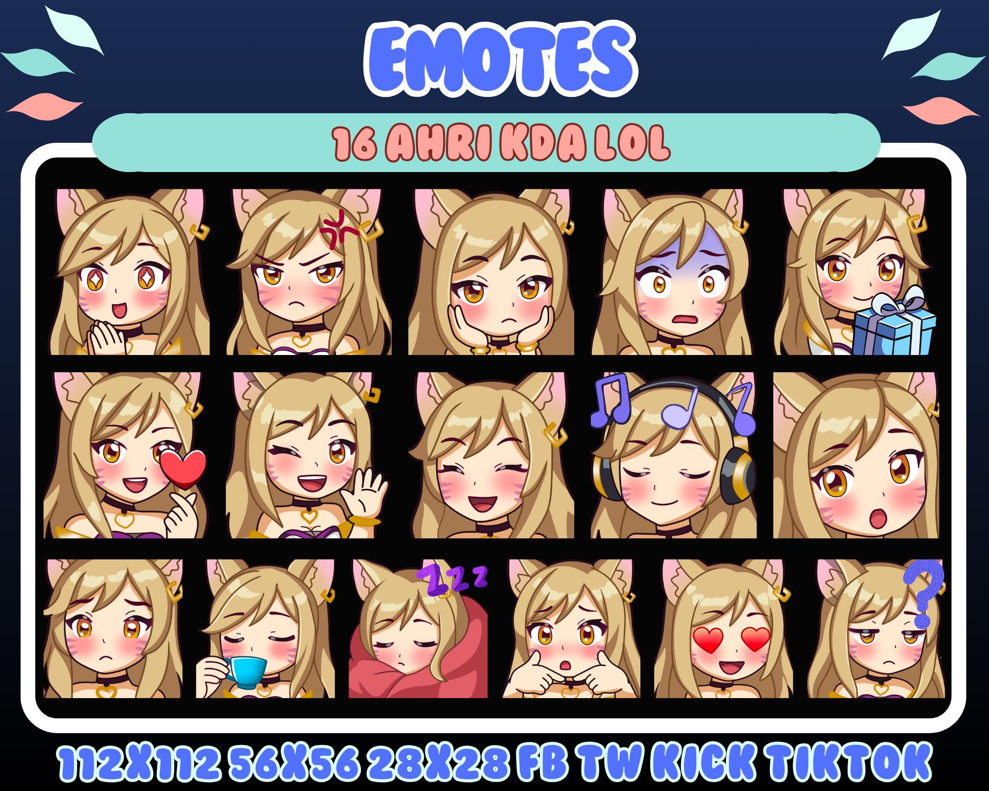 8 Ahri KDA Emotes Set 2 | League of Legends, Twitch, Discord (digital ...