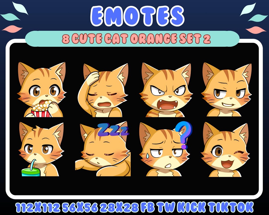 8 Cute Orange Cat Set 2| Emotes Twitch | Emotes Discord | Emotes ...