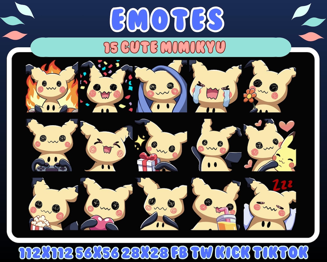 15 Mimikyu Twitch Emotes Pack Cute, Discord Kick Streamer Emotes PNG ...