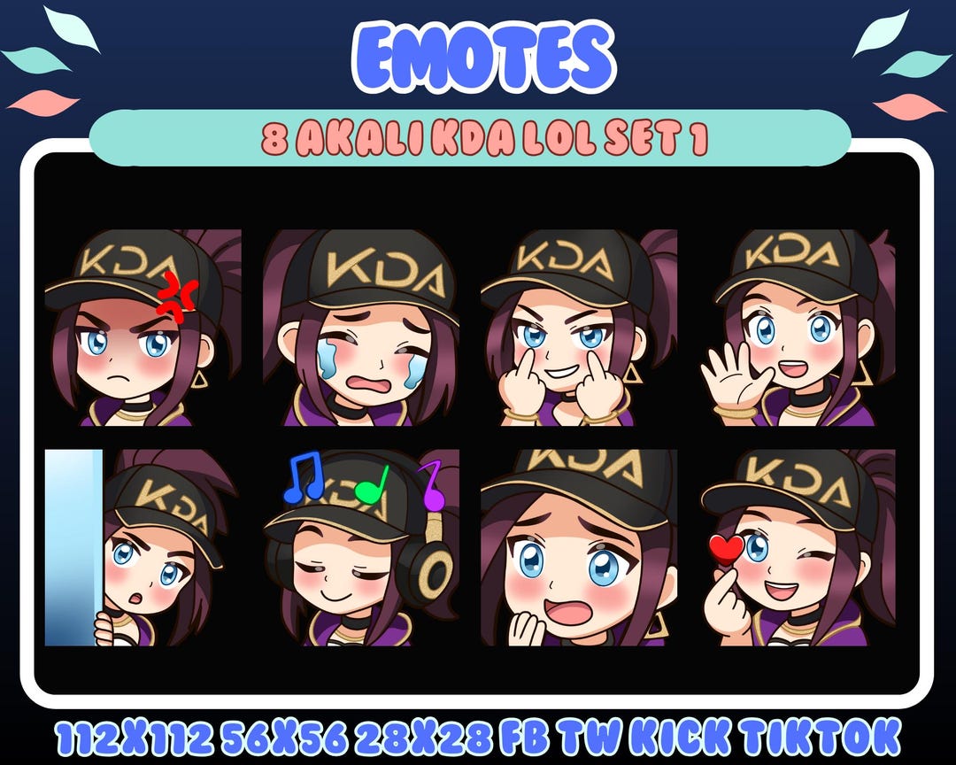 Akali KDA 8 Emotes Set 1 | League of Legends (Digitaler Download ...